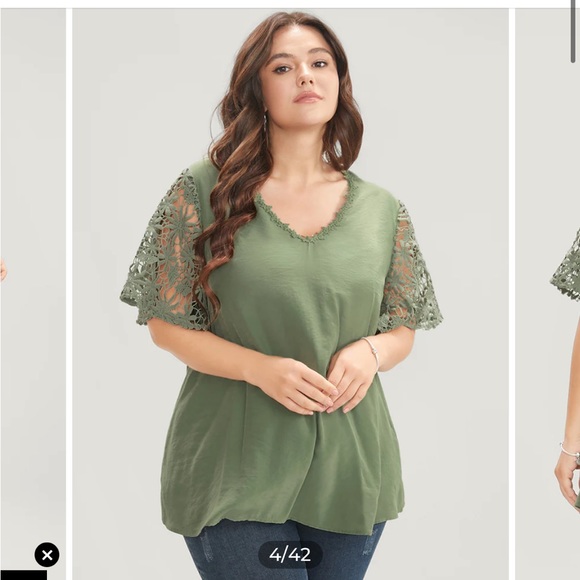 BloomChic | Tops | Bloomchic Plain V Neck Floral Patchwork Blouse ...